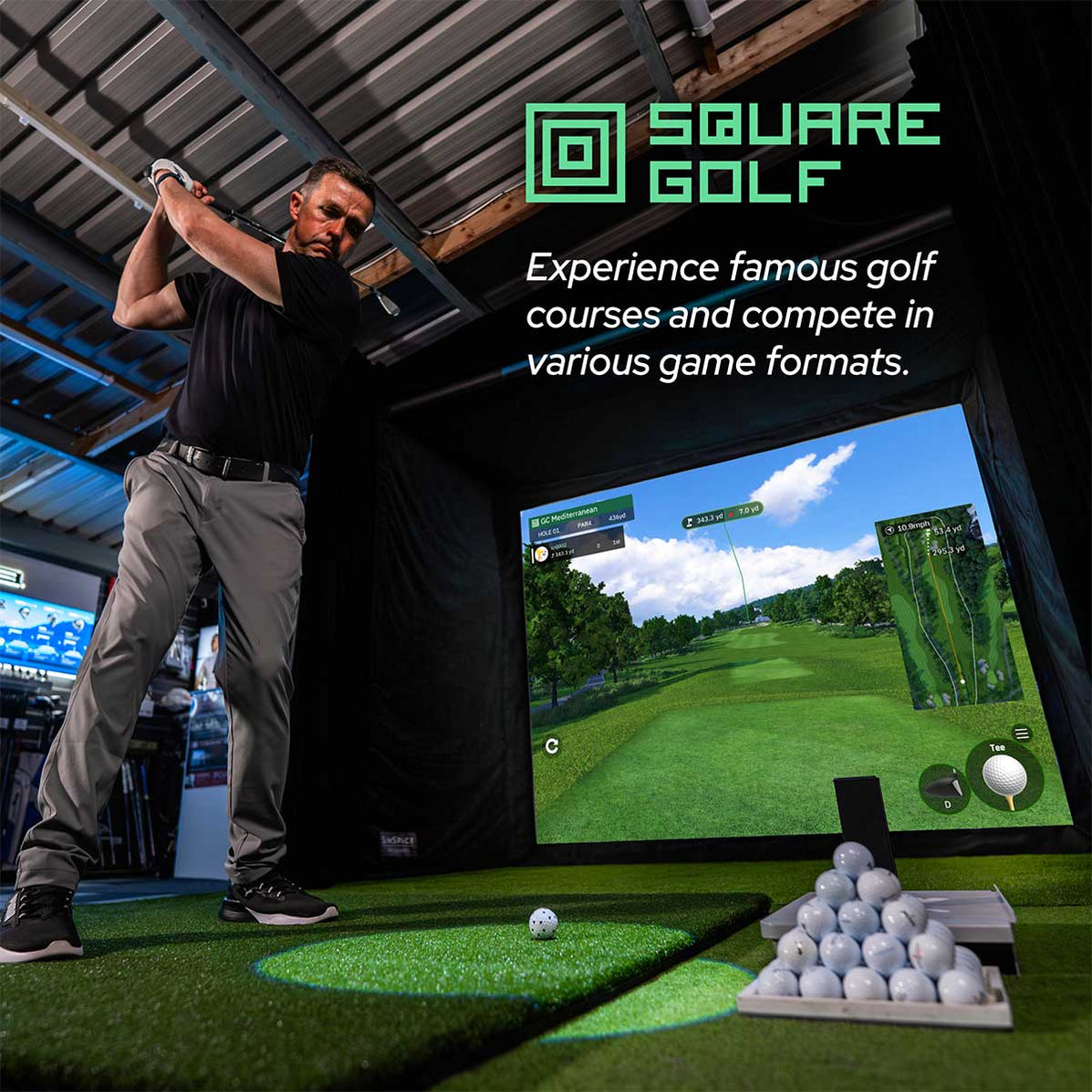 Square Golf Indoor Launch Monitor Home Golf Studio Complete Package ...