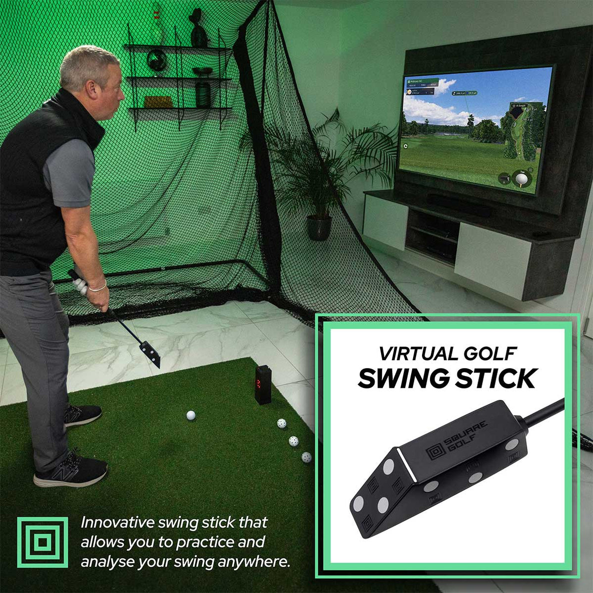 Square Golf Indoor Launch Monitor Home Golf Studio Complete Package ...