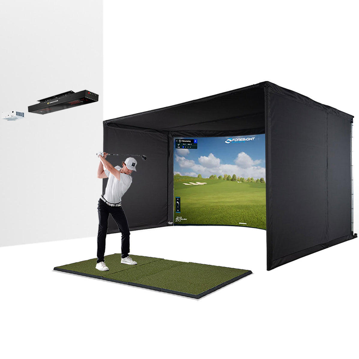 Uneekor EYE XR Carl's Place Curved Enclosure Home Golf Studio Package ...