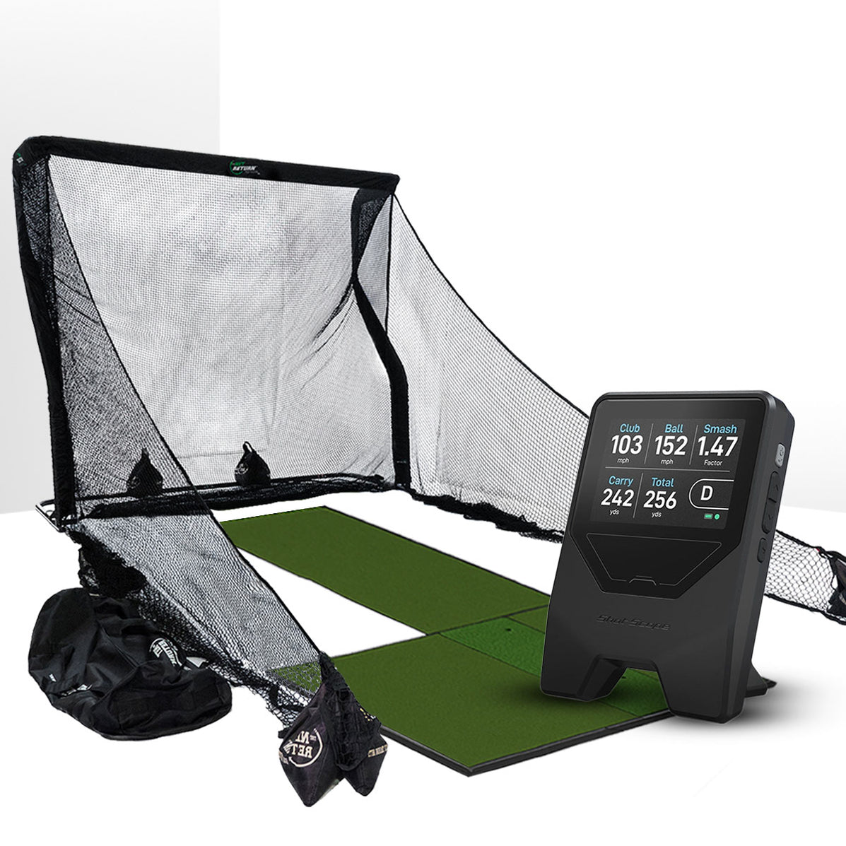 Shot Scope LM1 Launch Monitor Hitting Net Golf Studio Package — PlayBetter